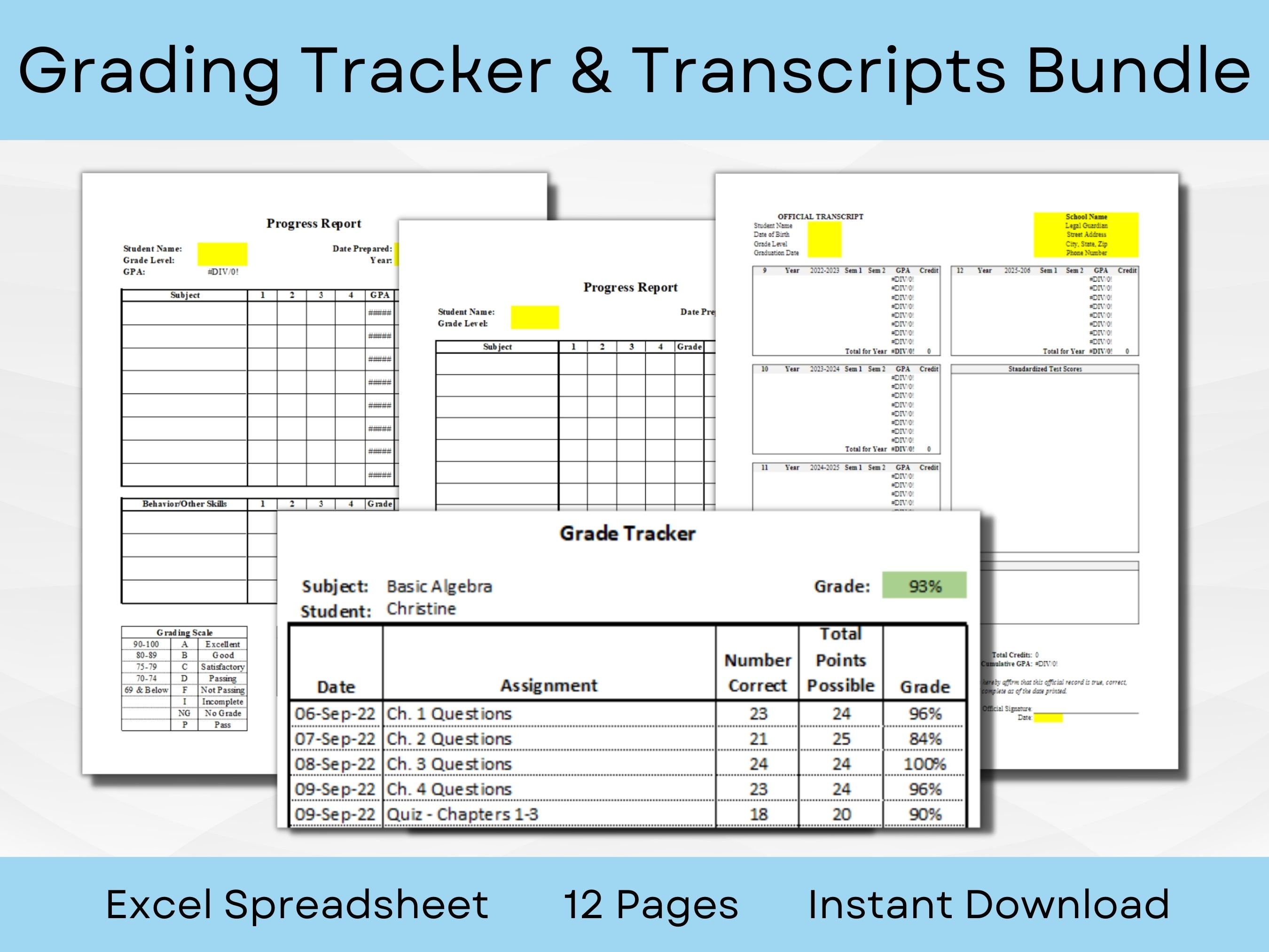 Homeschool Gradebook Progress Reports and Transcript Template - Etsy
