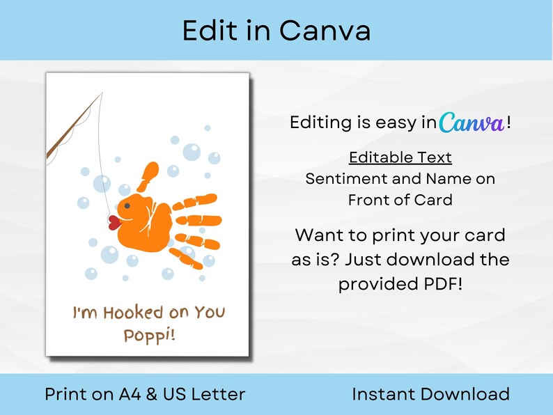 Editable Handprint Card for Fathers Day, Grandparents Day Handprint Art ...