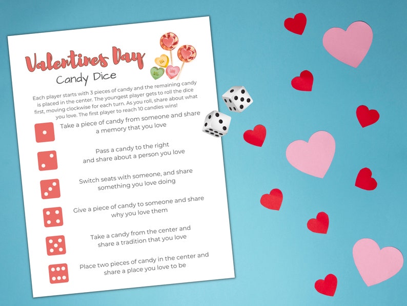 Valentines Day Candy Dice Game for Kids and Adults | Classroom ...