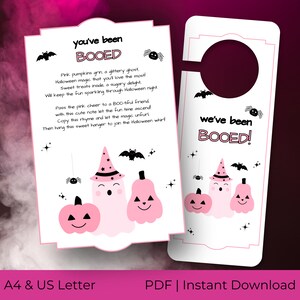 Printable "you've Been Booed" Poem With Doorhanger | Pink Halloween Boo ...