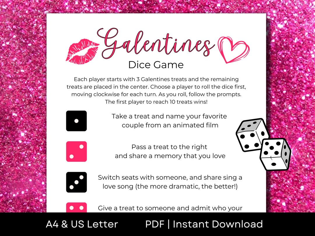 Galentines Day Party Candy Dice Game | Great for Valentines Day and ...