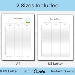 EDITABLE Sign up Sheet for Events, Volunteers | Sign in Sheet | Include ...