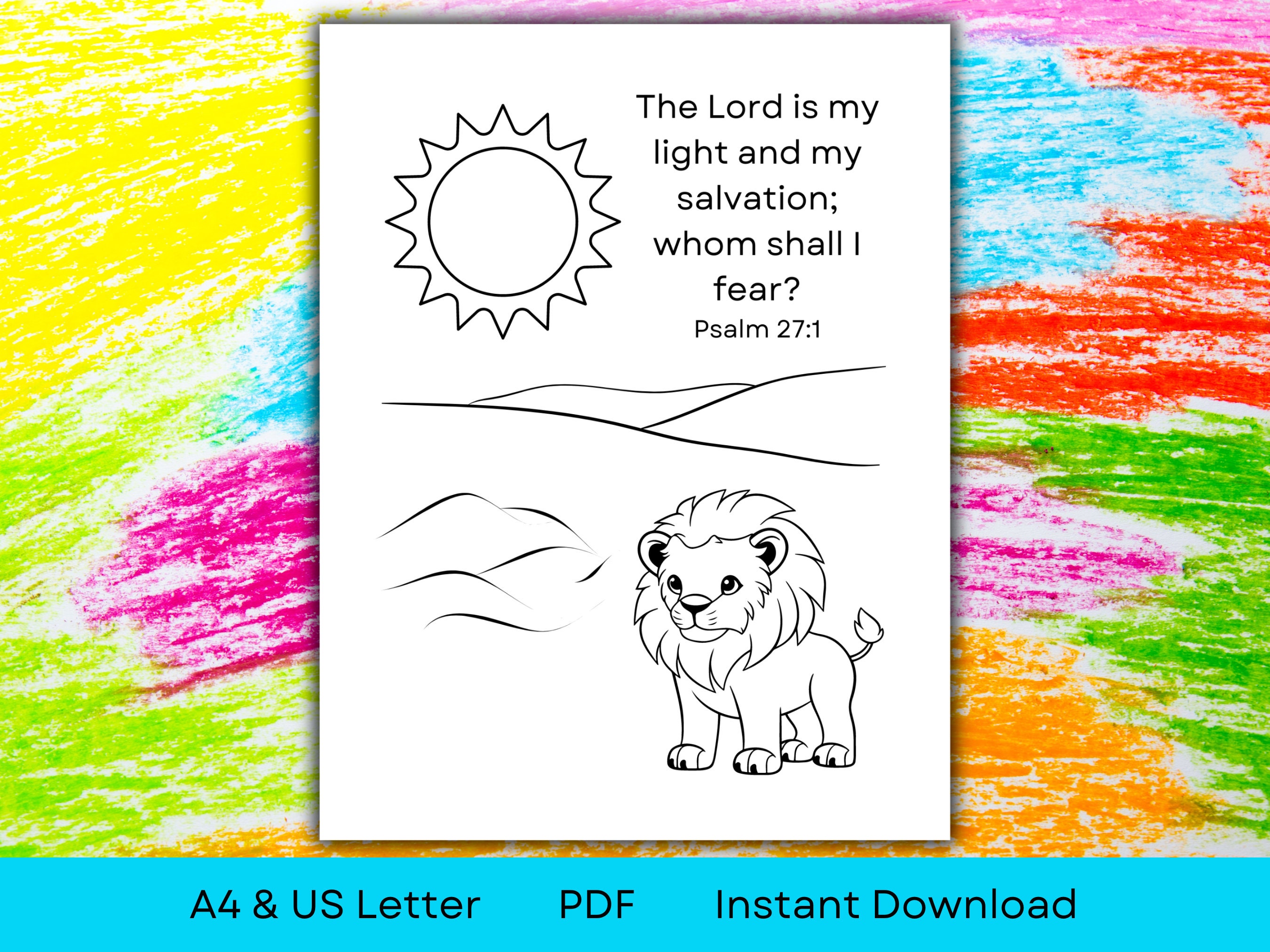 Kids Bible Coloring | Psalm 27:1 | Bible Preschool Coloring Page ...