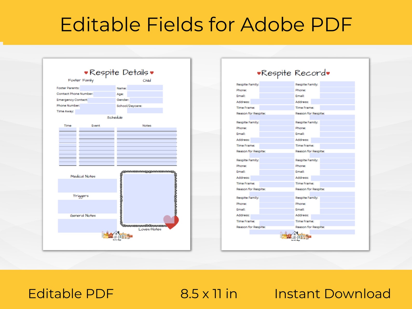 Editable Foster Care Respite and Child Care Bundle | Be the Village ...