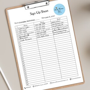 EDITABLE Sign up Sheet for Events, Volunteers | Sign in Sheet | Include ...