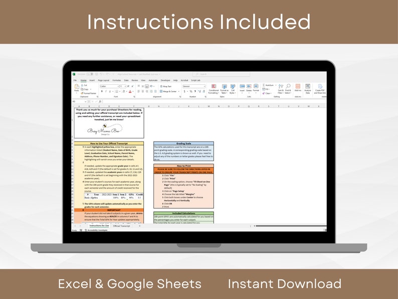 Editable High School Transcript Template Official or Unofficial ...