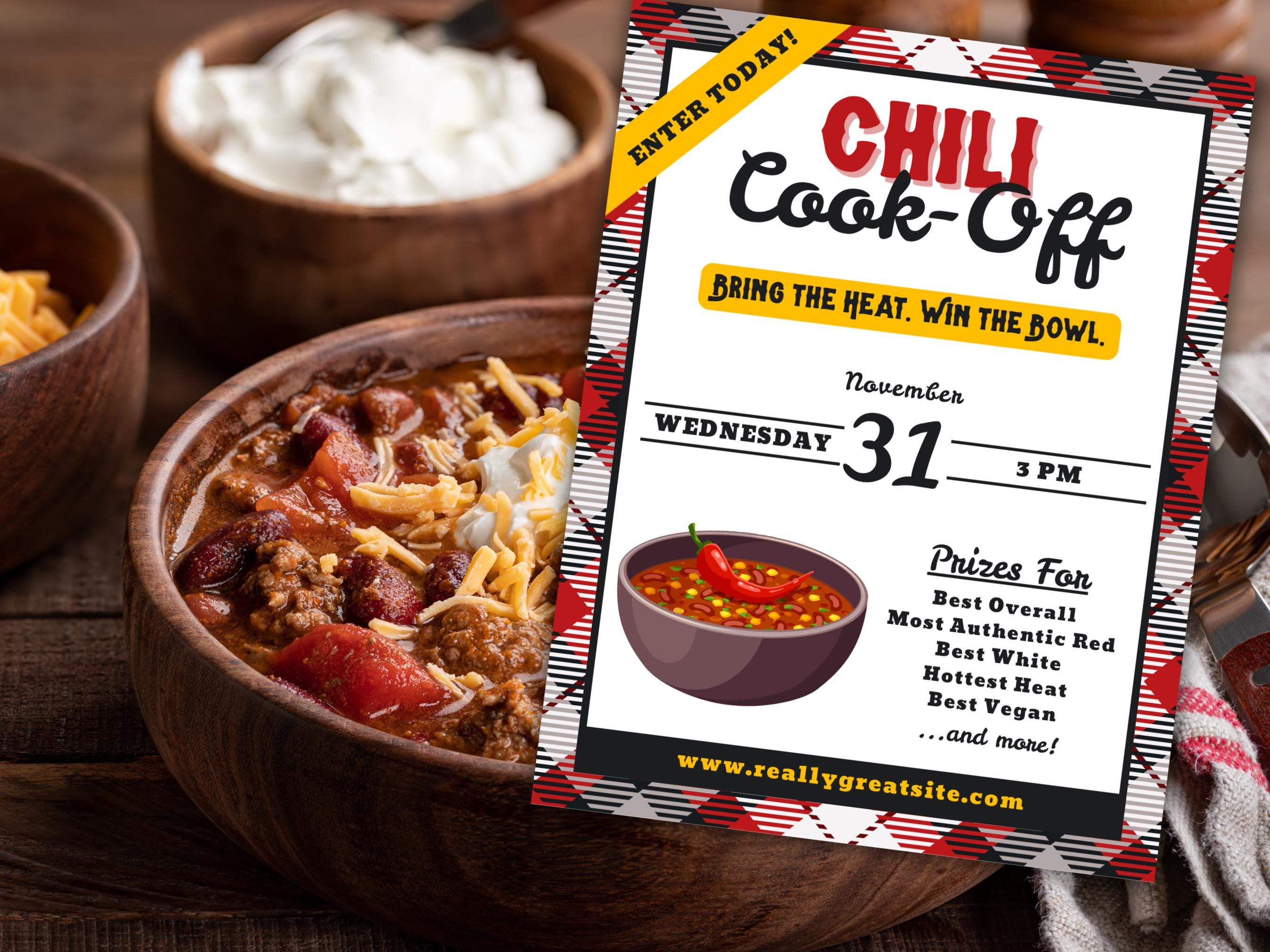 Editable Chili Cook off Flyer Template for Fall Harvest Festival ...