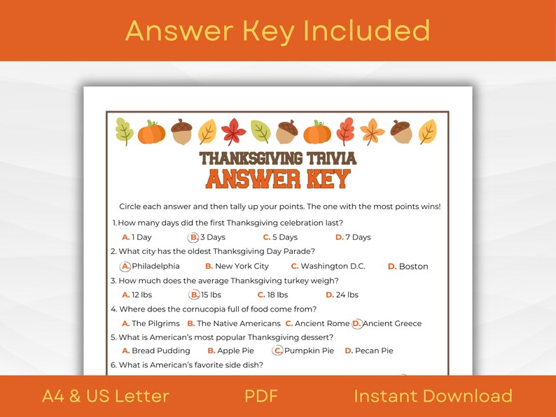 Thanksgiving Trivia for Kids and Adults | Printable Friendsgiving and ...