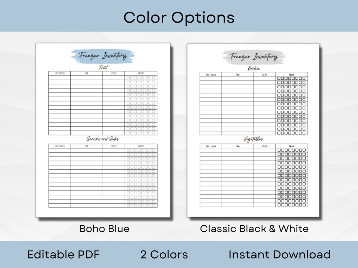 Editable Food Inventory List With Meal Prep Inventory Essentials for a ...