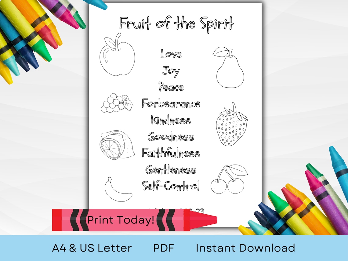 Fruit of the Spirit Coloring Page | Bible Activity Sheet Fun for Little ...