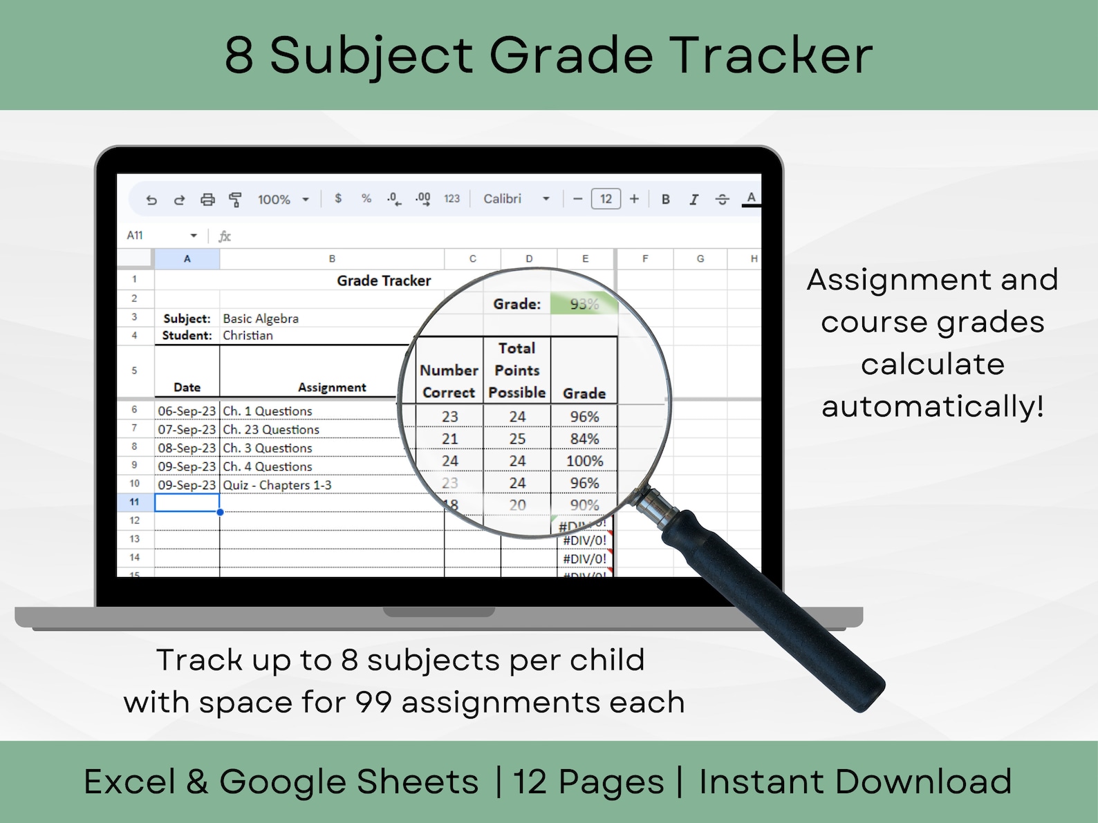Homeschool Gradebook, Progress Reports and Transcript Template Bundle ...