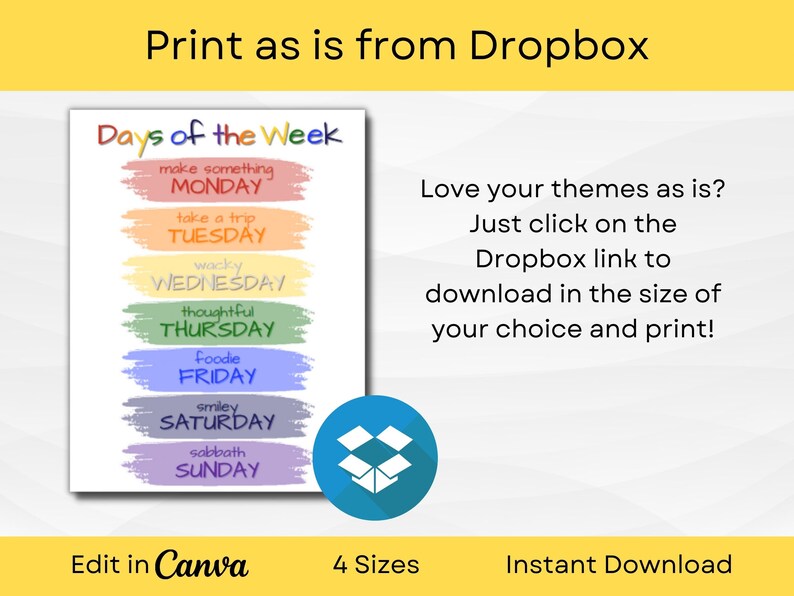 Days of the Week Printable Editable Theme Days Activity Ideas A3, A4, 8 ...