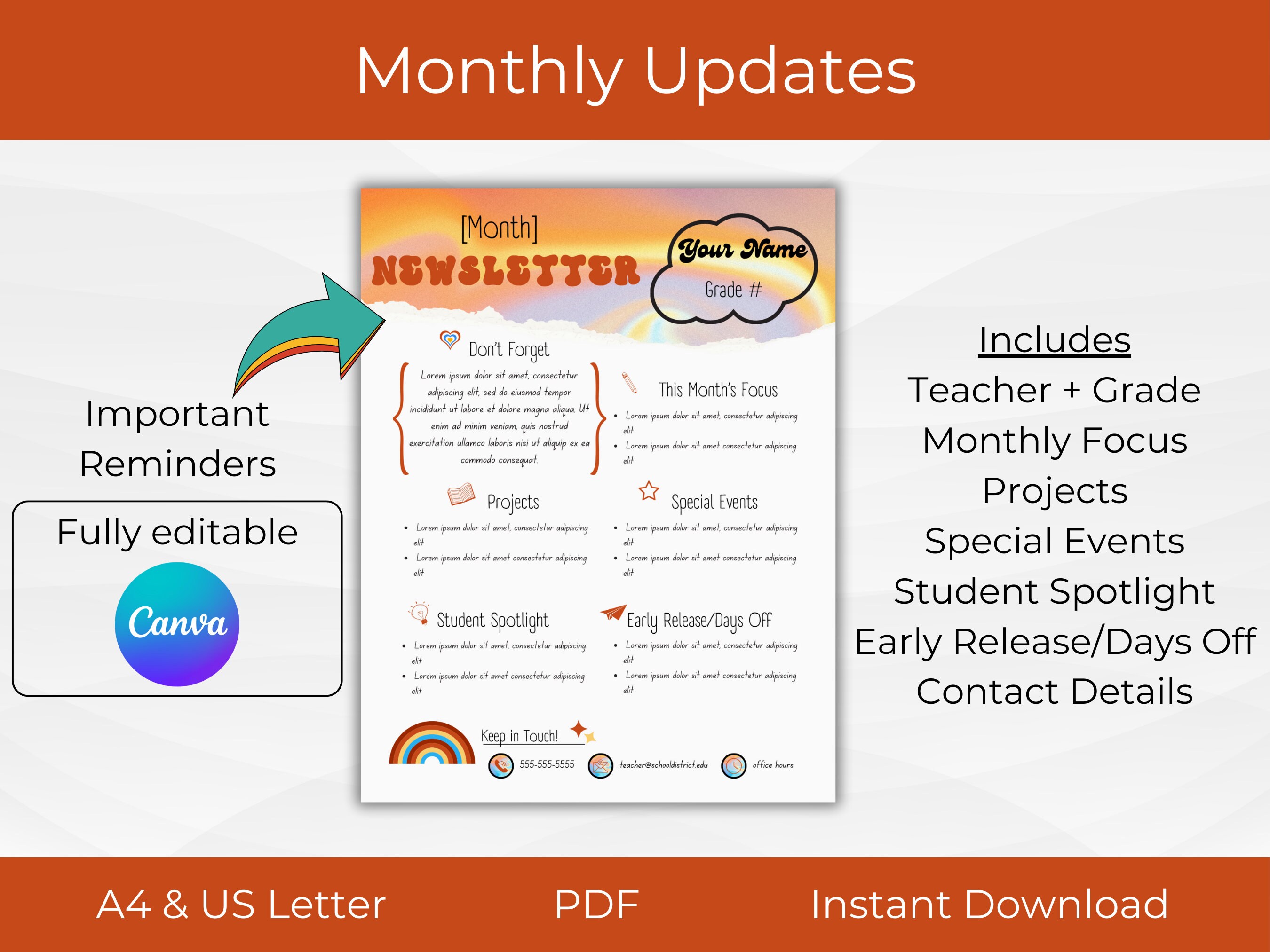 Editable Groovy Meet the Teacher Template With Student Information ...
