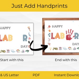 Labor Day Handprint Art and Coloring Page | Labor Day Party Games and ...
