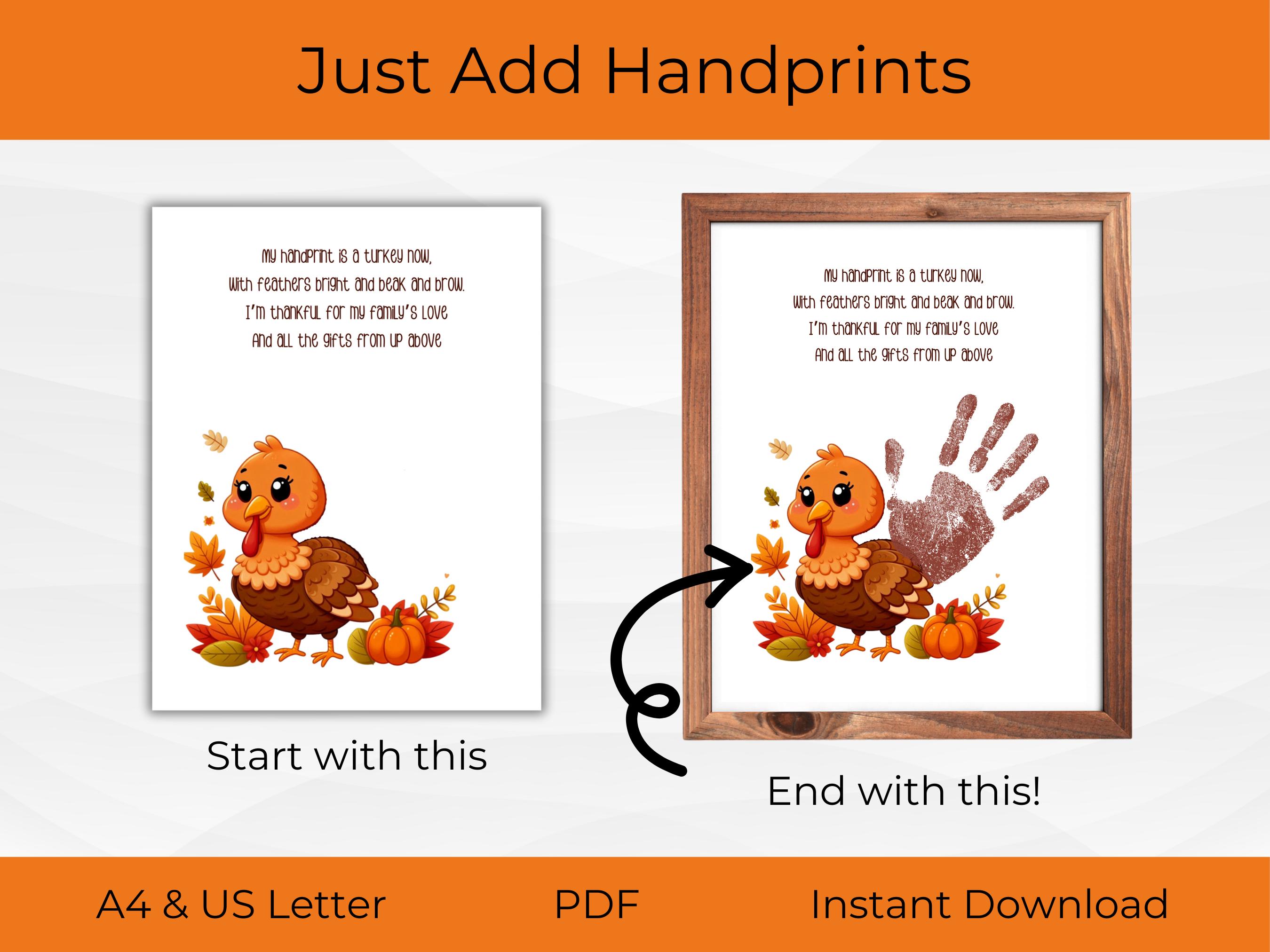 Turkey Handprint Art Template | Printable Fall Handprint Craft for ...