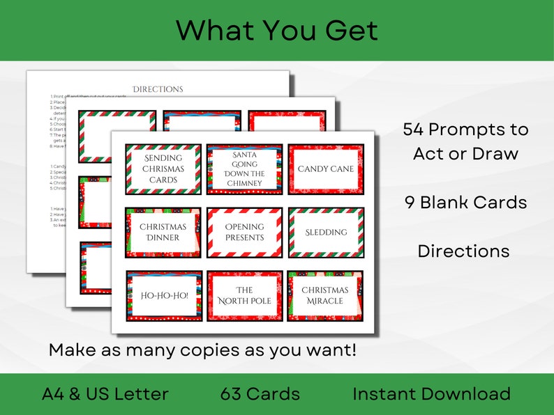 Printable Christmas Charades and Pictionary | Fun Christmas Advent Game ...