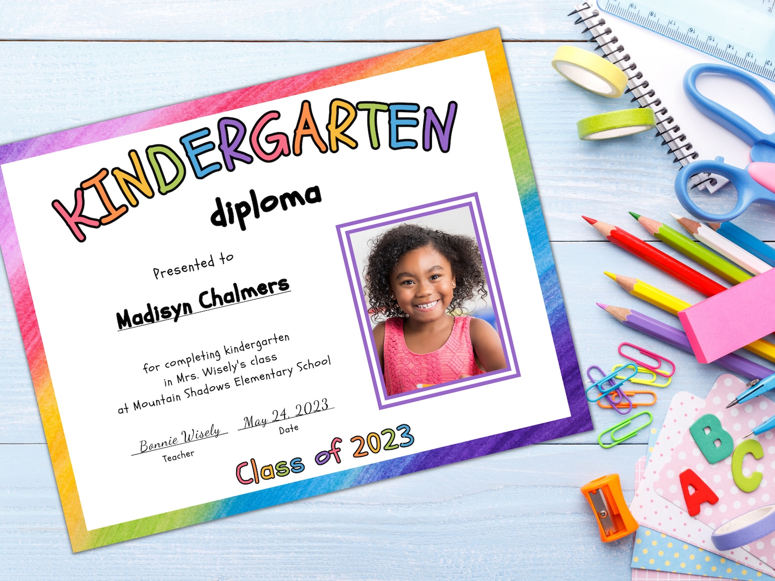 EDITABLE Kindergarten Diploma Template | Custom Kindergarten Graduation ...