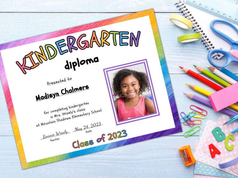 EDITABLE Kindergarten Diploma Template | Custom Kindergarten Graduation ...