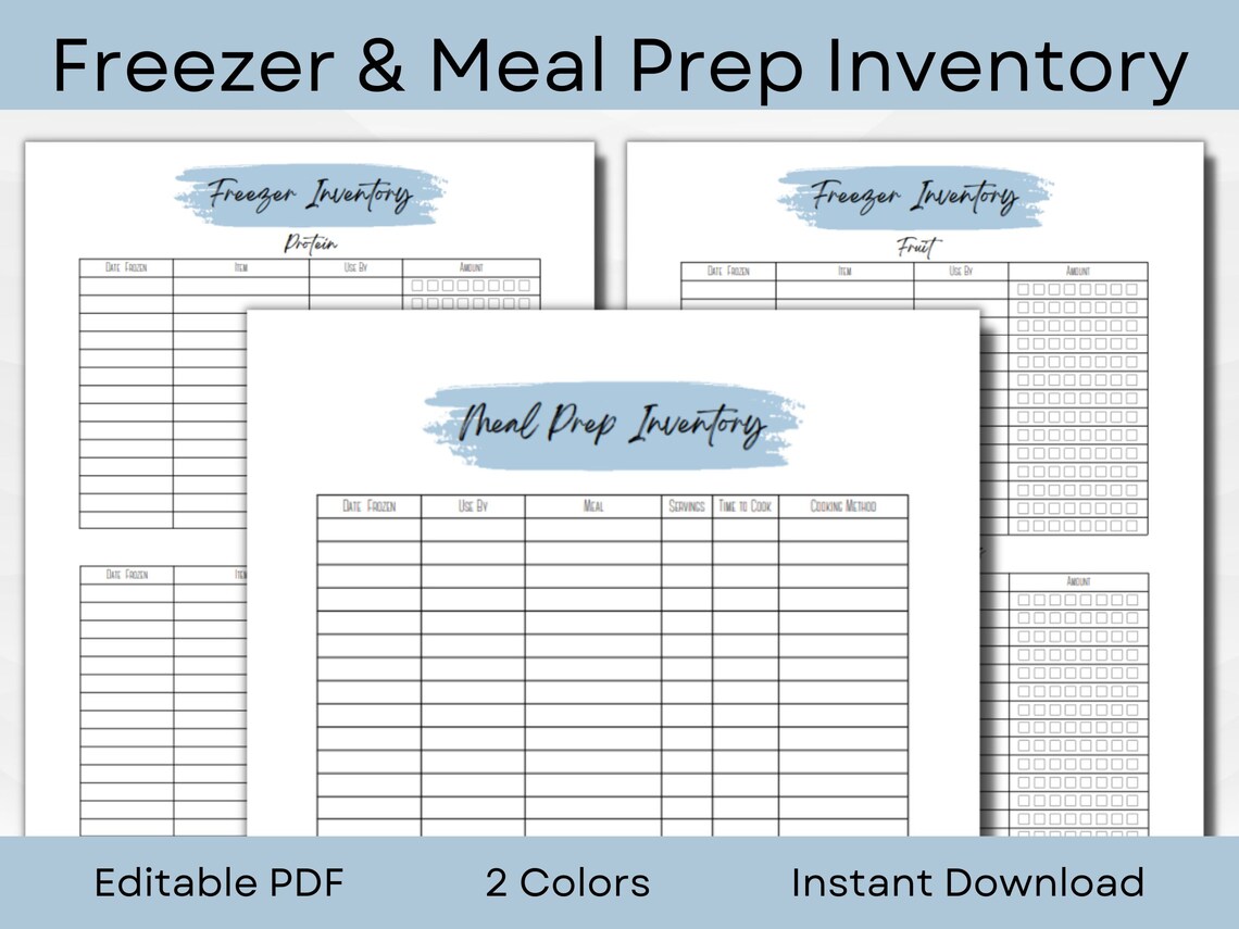Editable Food Inventory List With Meal Prep Inventory Essentials for a ...