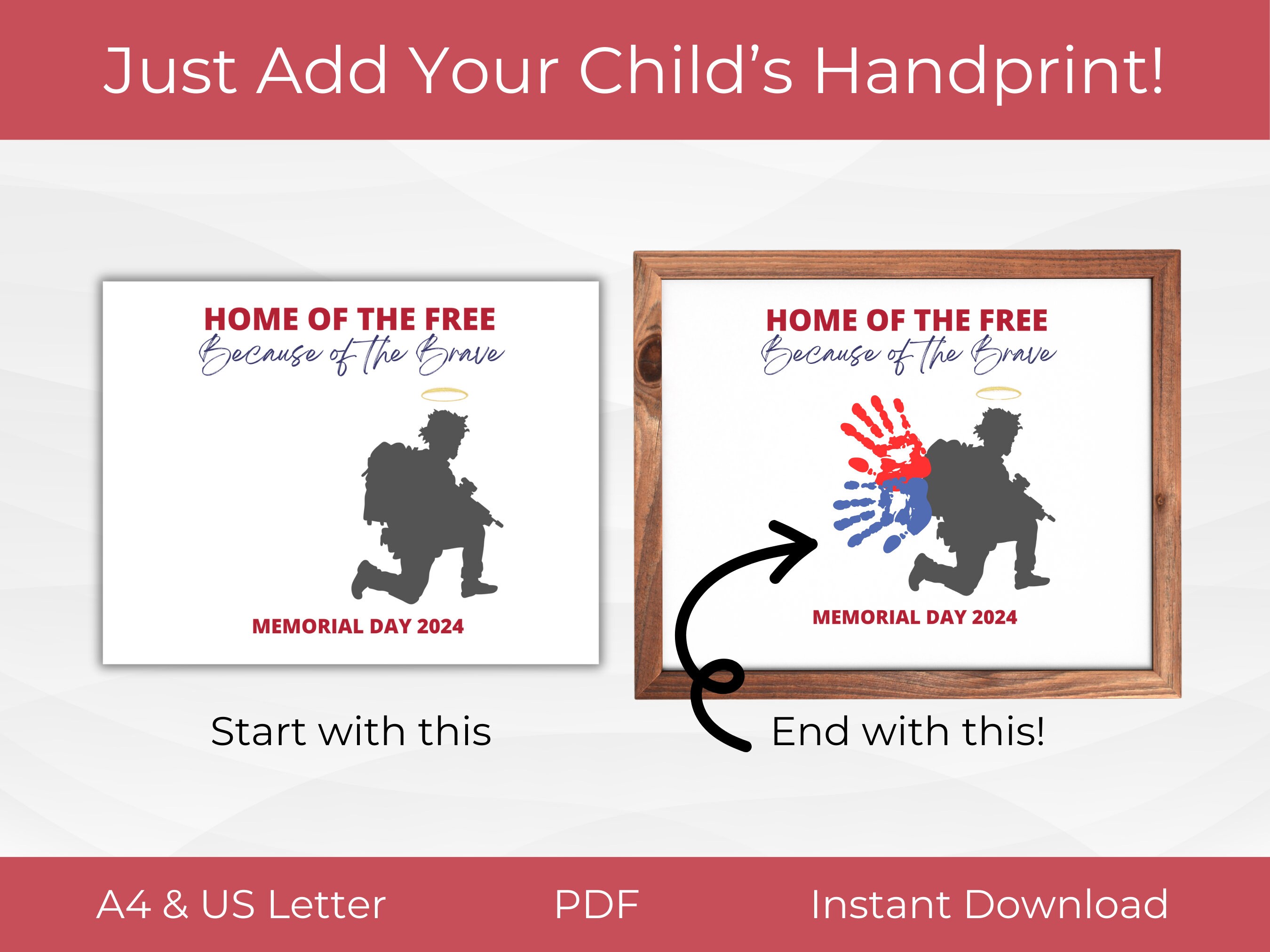 Memorial Day Handprint Art Bundle | Watercolor Craft Templates ...