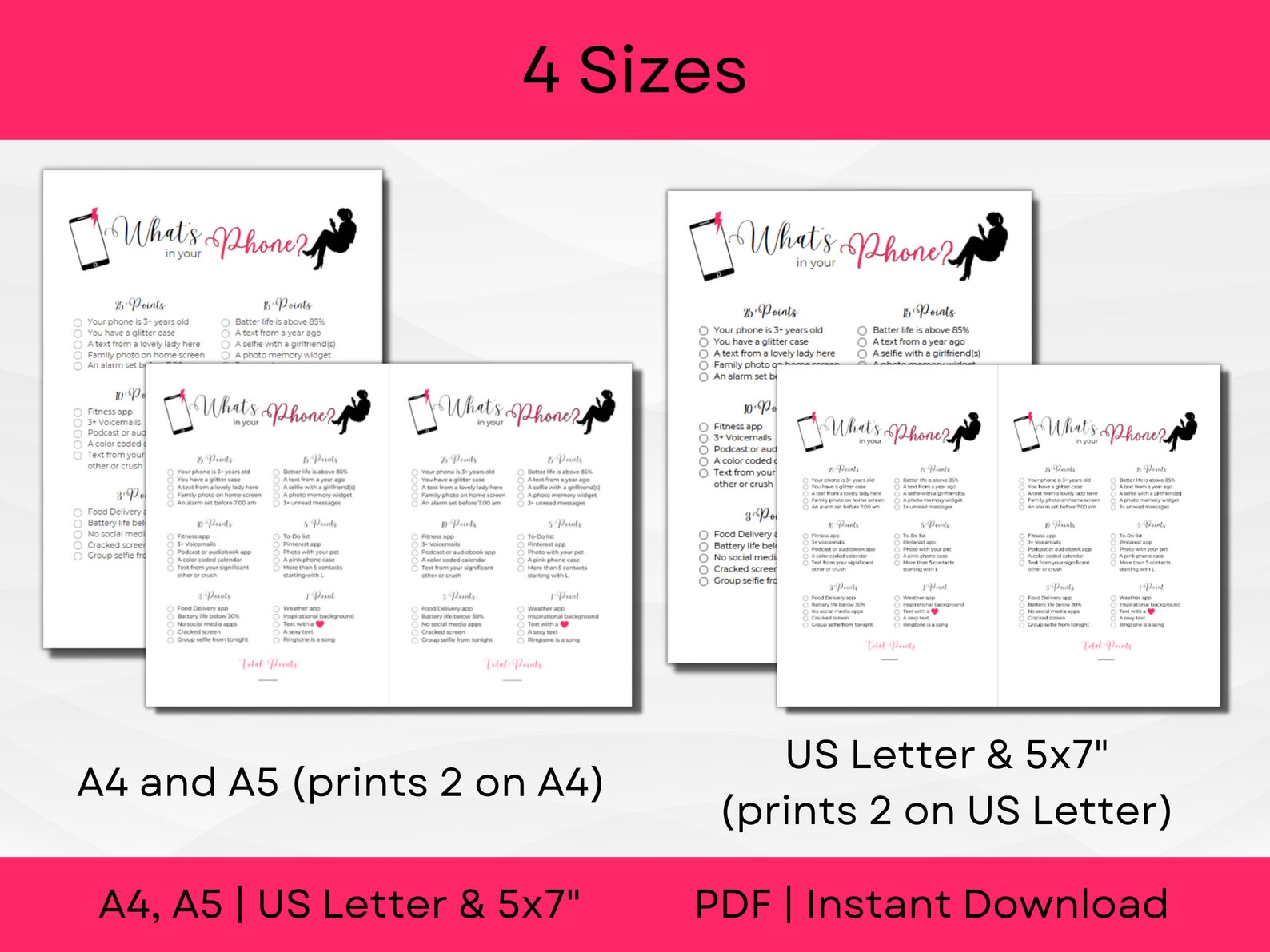 Printable Ladies Night What's in Your Phone | Galentines Games | Lovely ...