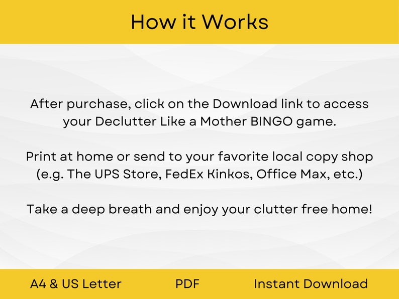 Printable Declutter Challenge BINGO Game | Home Management Essentials ...