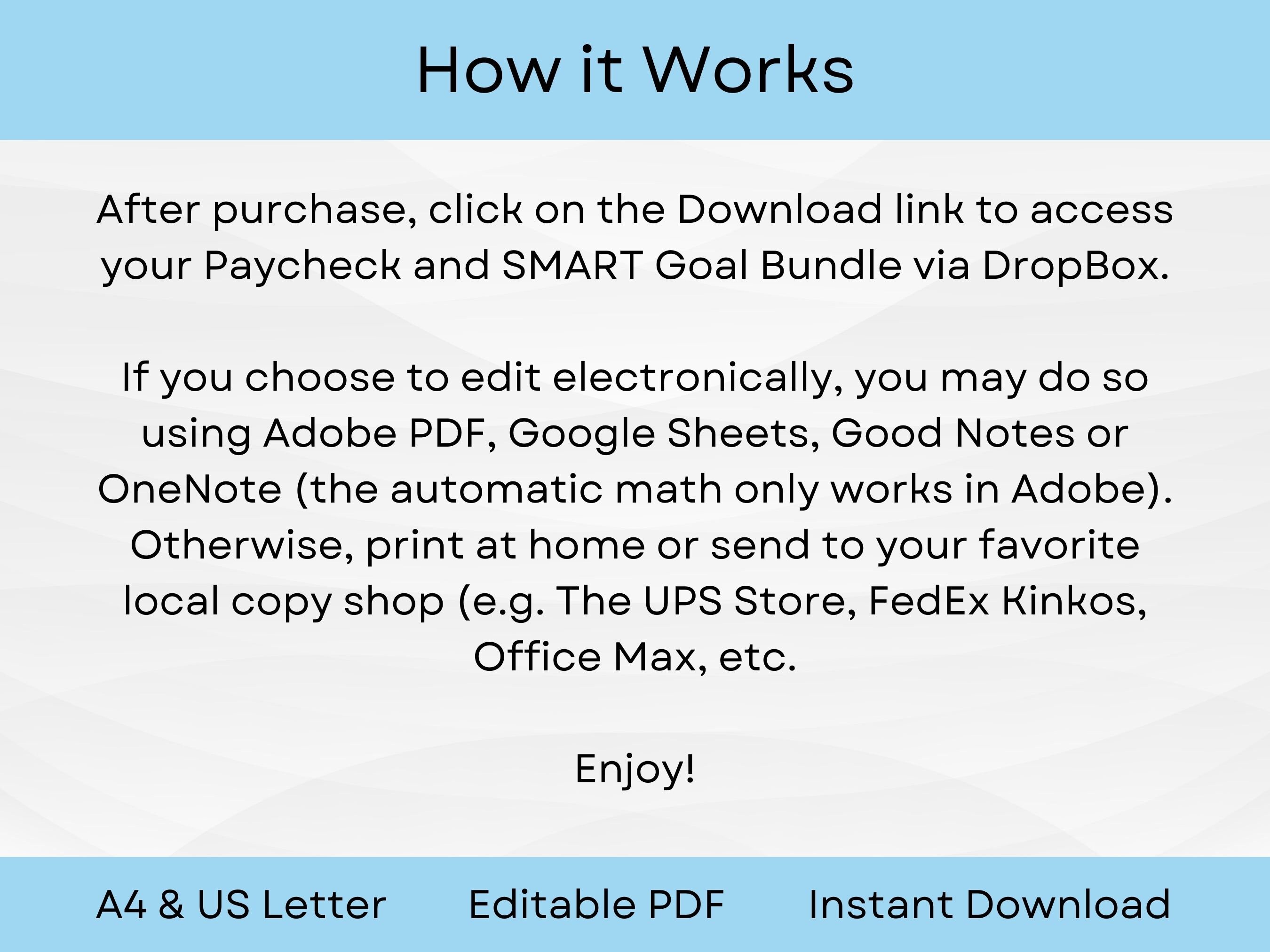 Printable Paycheck Budget With SMART Goal Worksheet Bundle | Editable ...