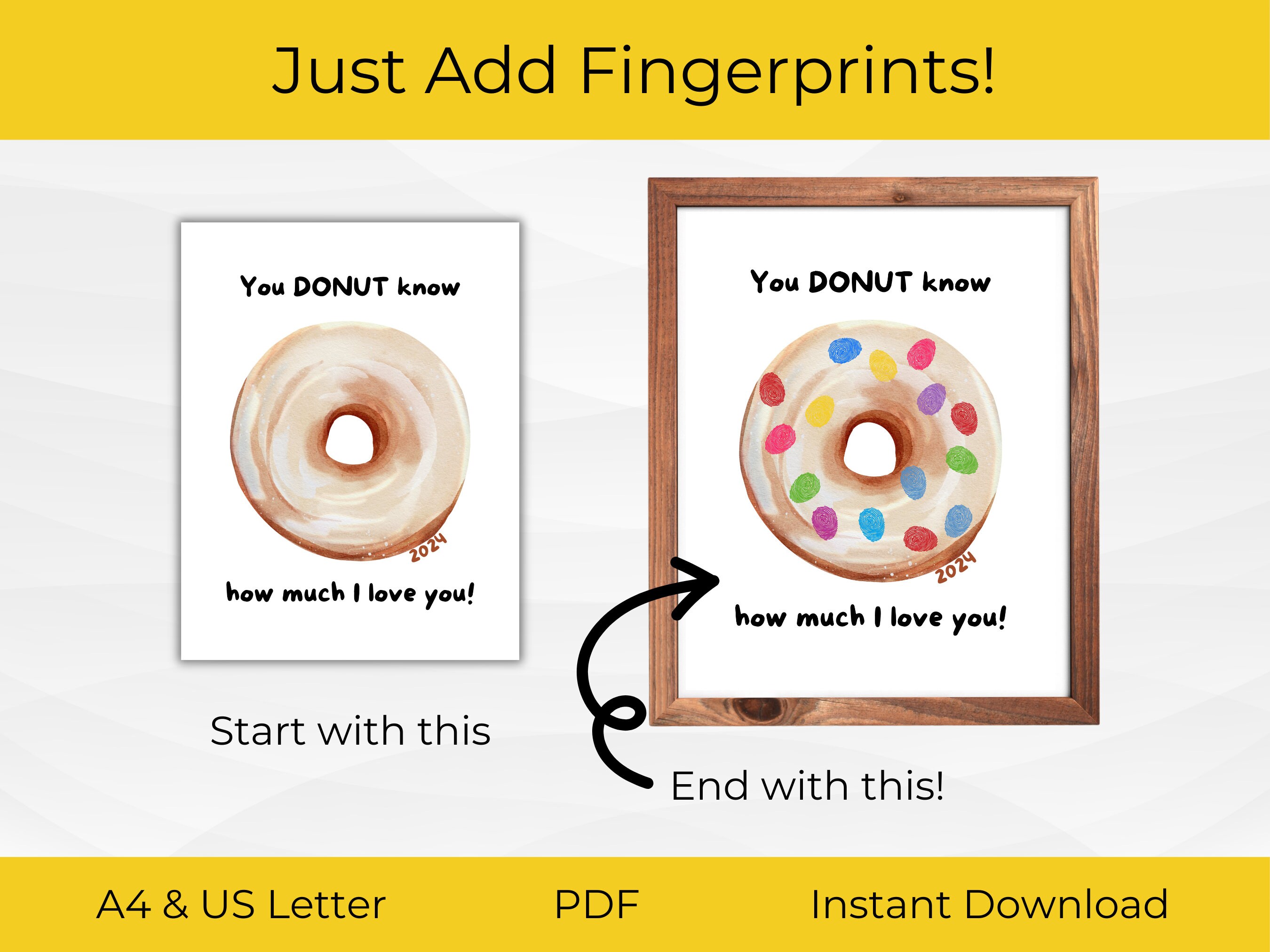 You Donut Know How Much I Love You | Fingerprint Art Keepsake | Fathers ...
