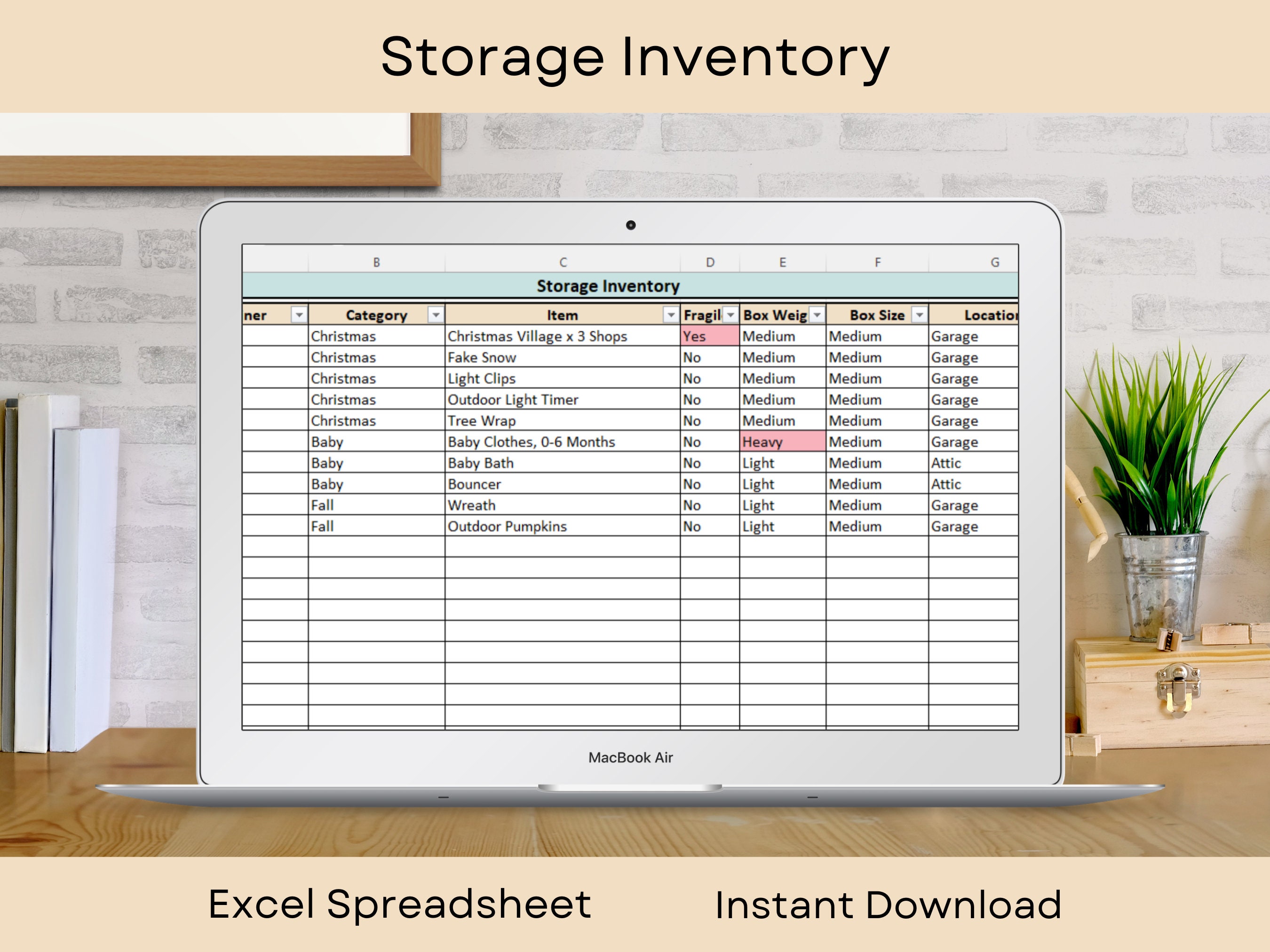 Storage Inventory Spreadsheet | Garage Storage | Home Management ...