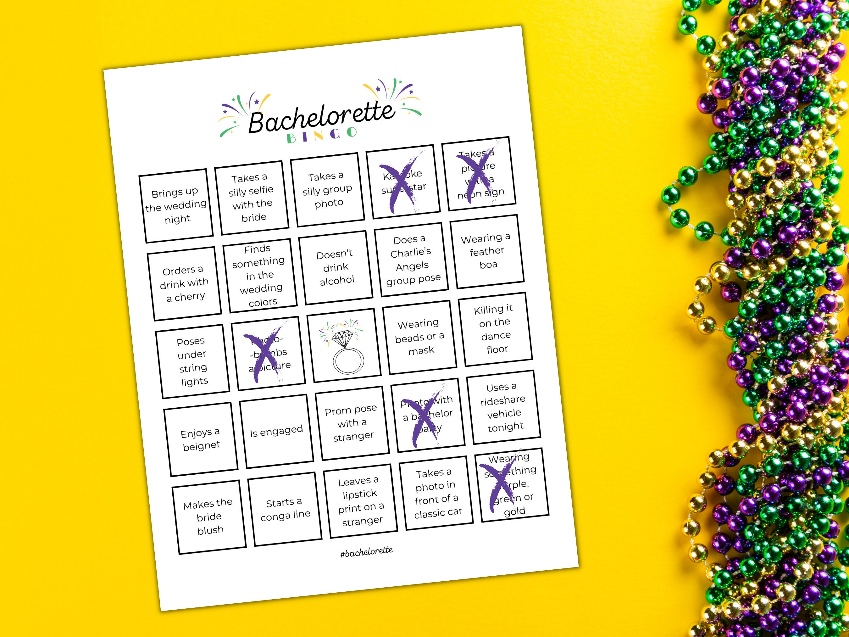 Editable NOLA Bachelorette BINGO With Hashtag Fun Twist on Find the ...