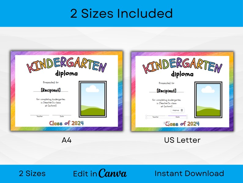 EDITABLE Kindergarten Diploma Template | Custom Kindergarten Graduation ...