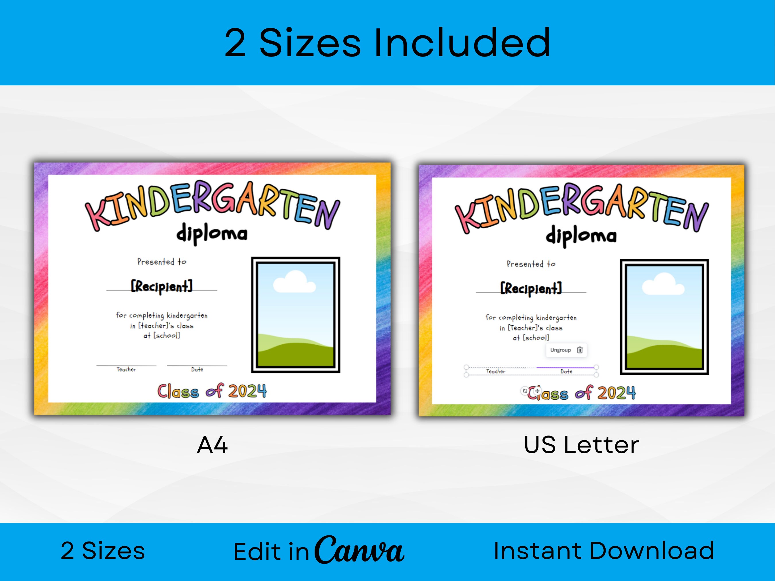 EDITABLE Kindergarten Diploma Template | Custom Kindergarten Graduation ...