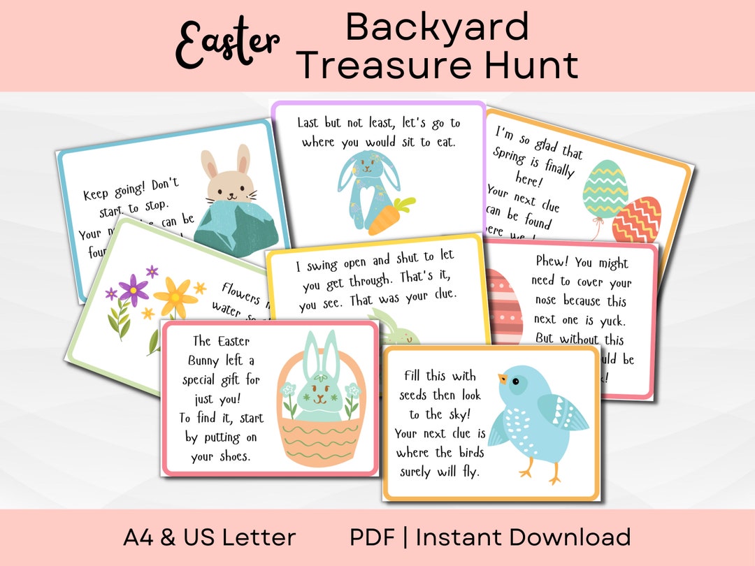 Easter Hunt Clues | Outdoor Scavenger Hunt | Easter Backyard Games for ...