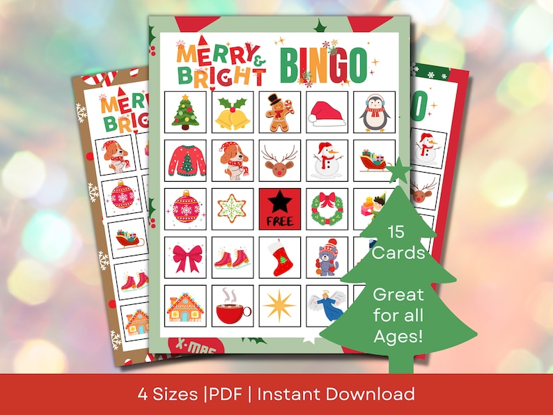 Christmas BINGO Cards | Printable Fun Christmas Games | 15 Cards | A4 ...