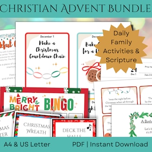Christian Advent Cards With Scripture for Kids With Christmas Games and ...