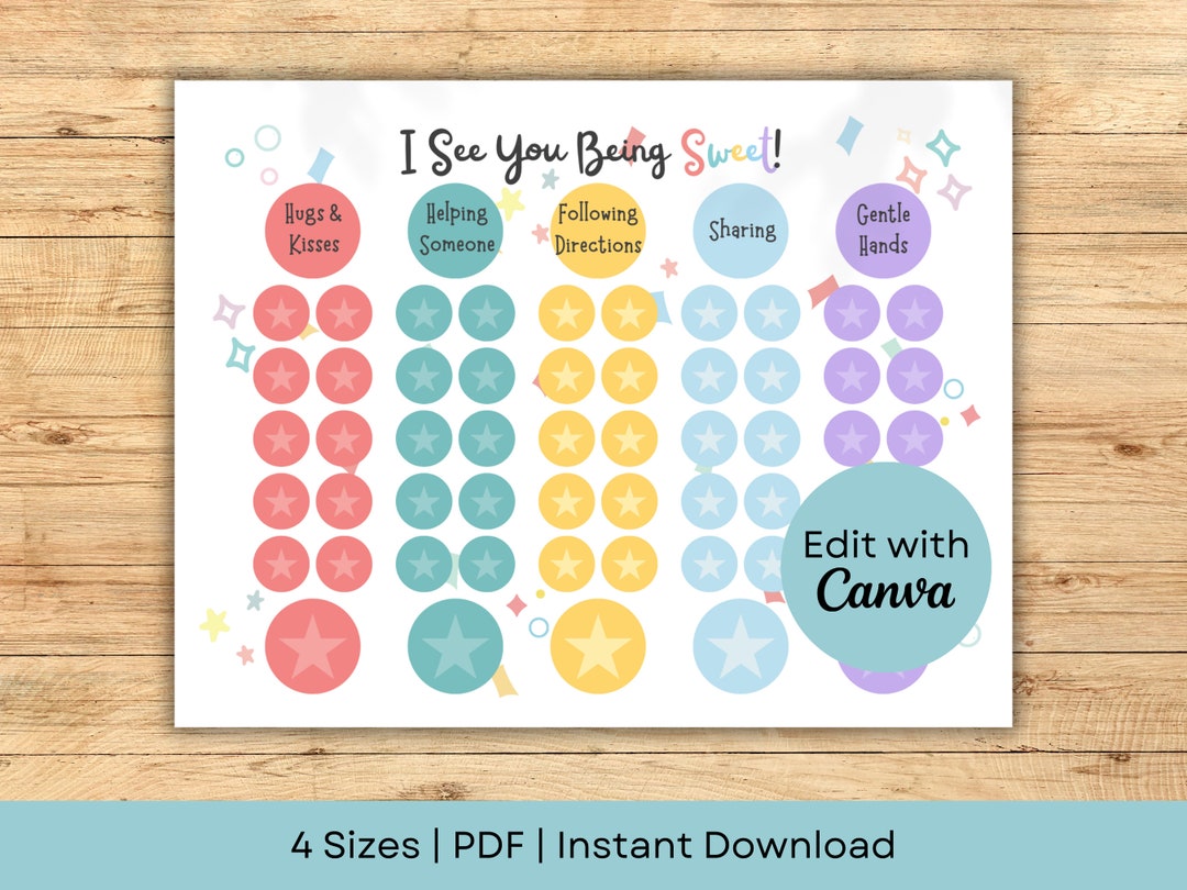 EDITABLE Behavior Chart for Kids | Printable Potty Chart | Sticker ...