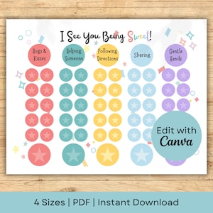 EDITABLE Behavior Chart for Kids | Printable Potty Chart | Sticker ...
