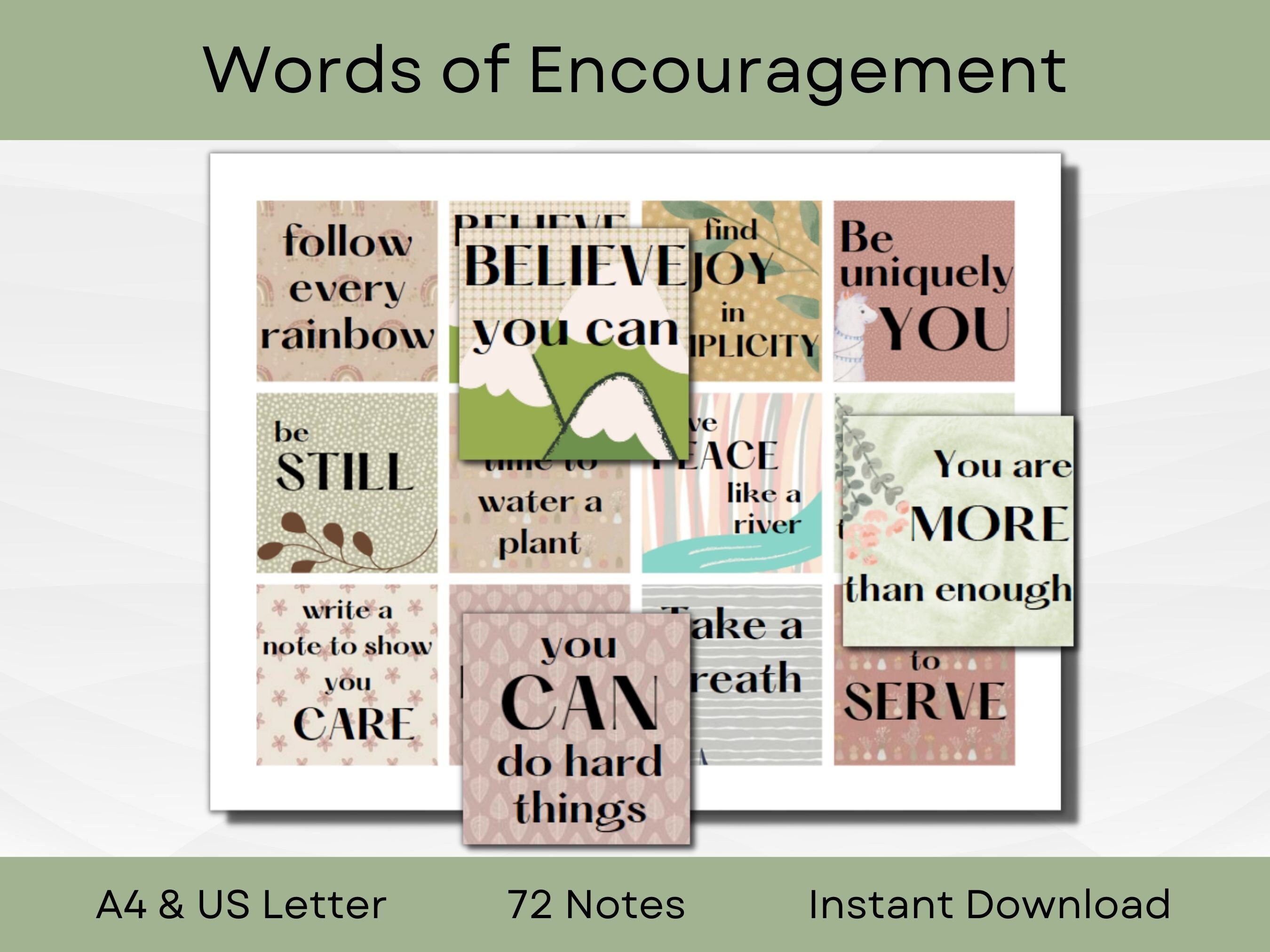 Affirmation Cards Boho Mindfulness Notes Self-care Cards, Lunch Box ...