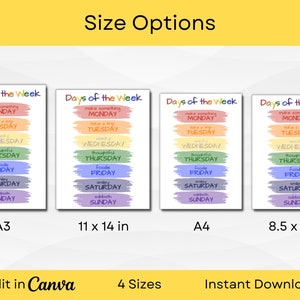 Days of the Week Printable | Editable Theme Days | Activity Ideas | A3 ...