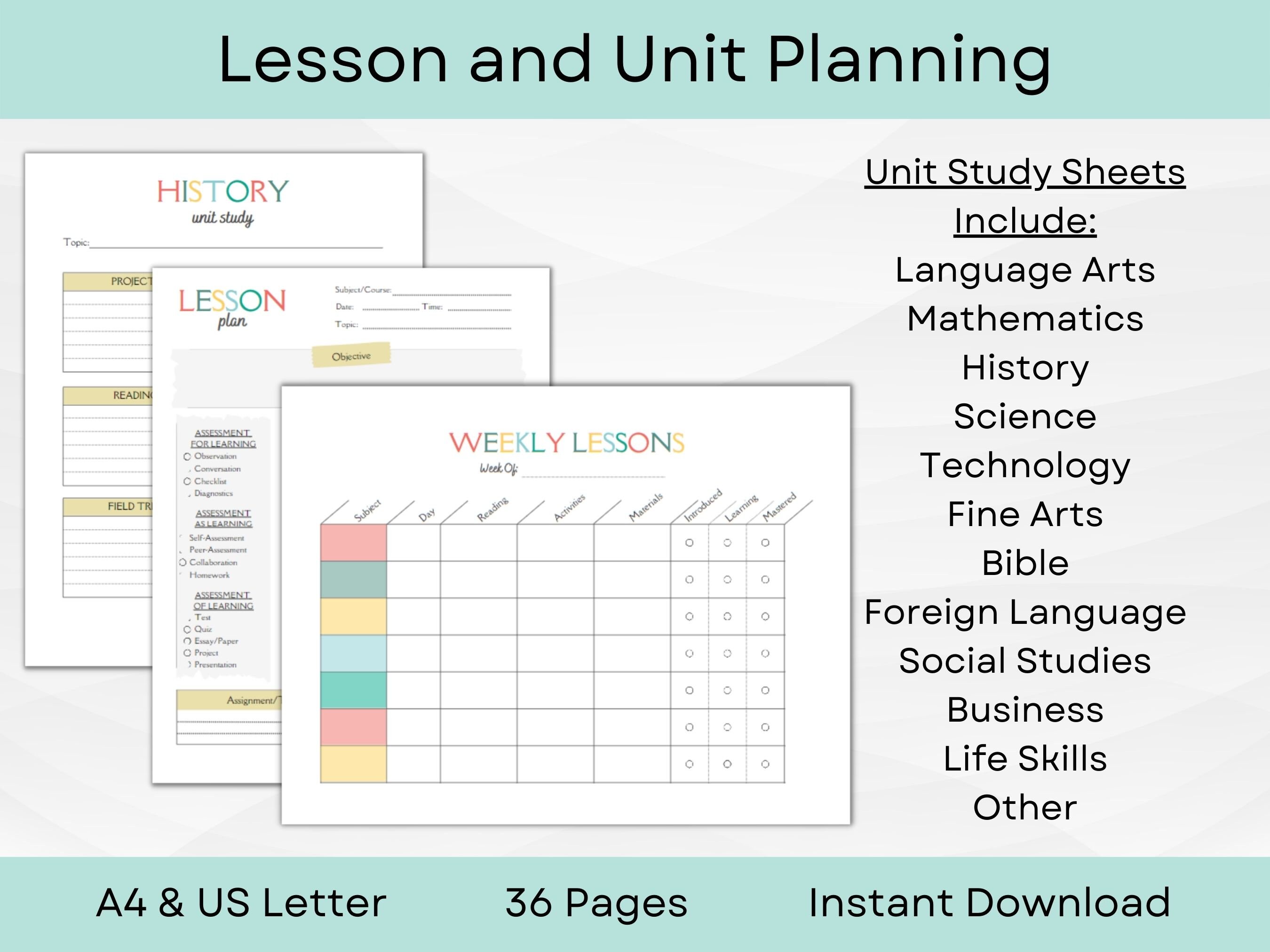 Editable Homeschool Planner With Grade Tracker Colorful School Days ...
