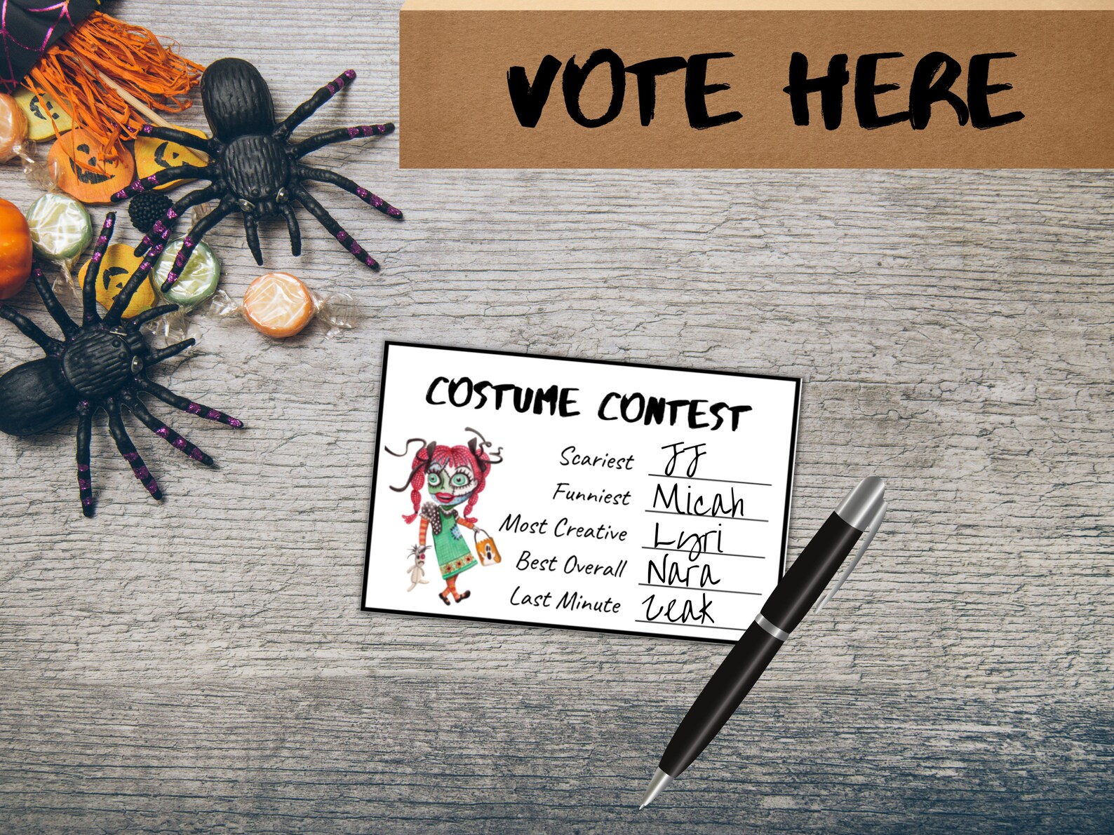 EDITABLE Halloween Ballot Template for Costume Contest With Retro ...
