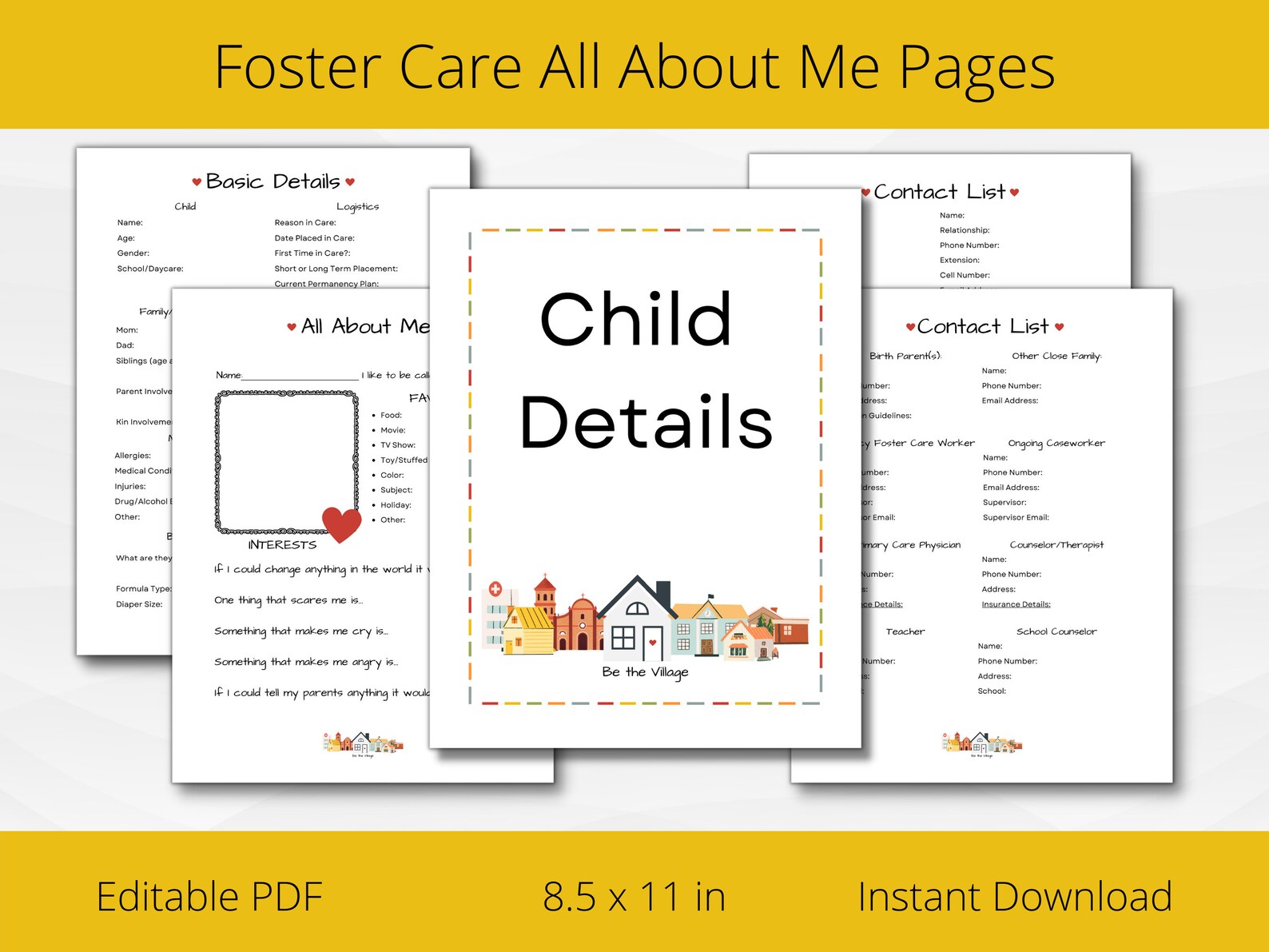 Editable Foster Care Binder Child Details Bundle Be the | Etsy