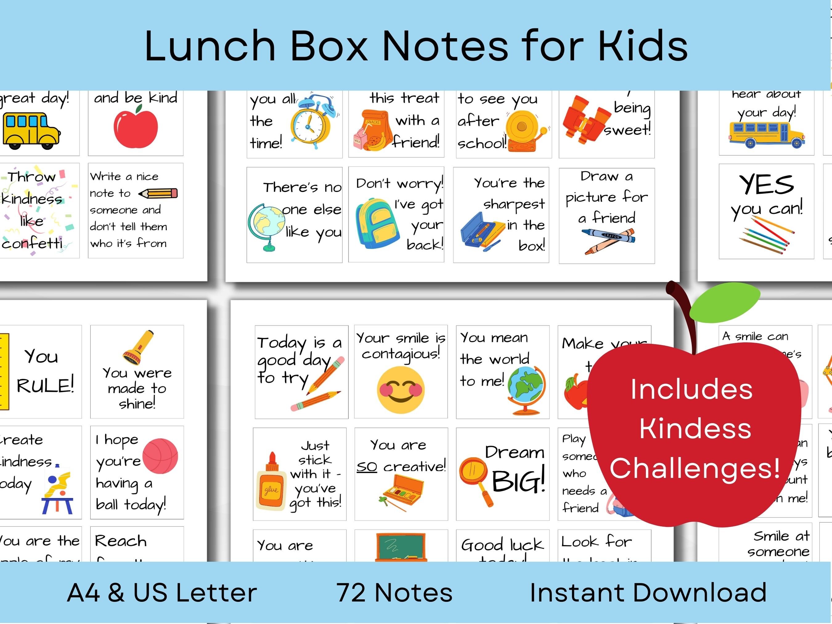 Lunch Notes for Kids Retro Lunch Box Notes Kids Affirmation Cards ...
