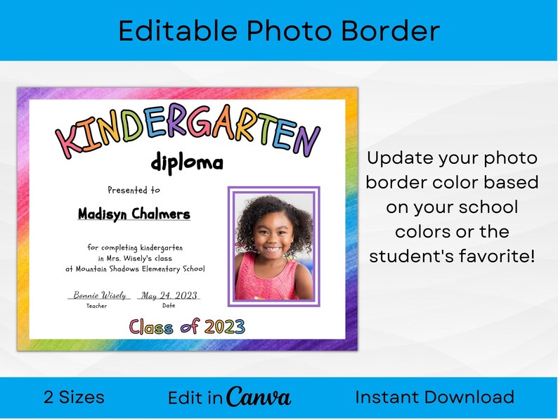EDITABLE Kindergarten Diploma Template Kindergarten - Etsy