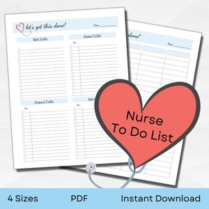 Nurse to Do List Report Sheet and Handoff Sheet for Nurses A4, A5, 5x7 ...