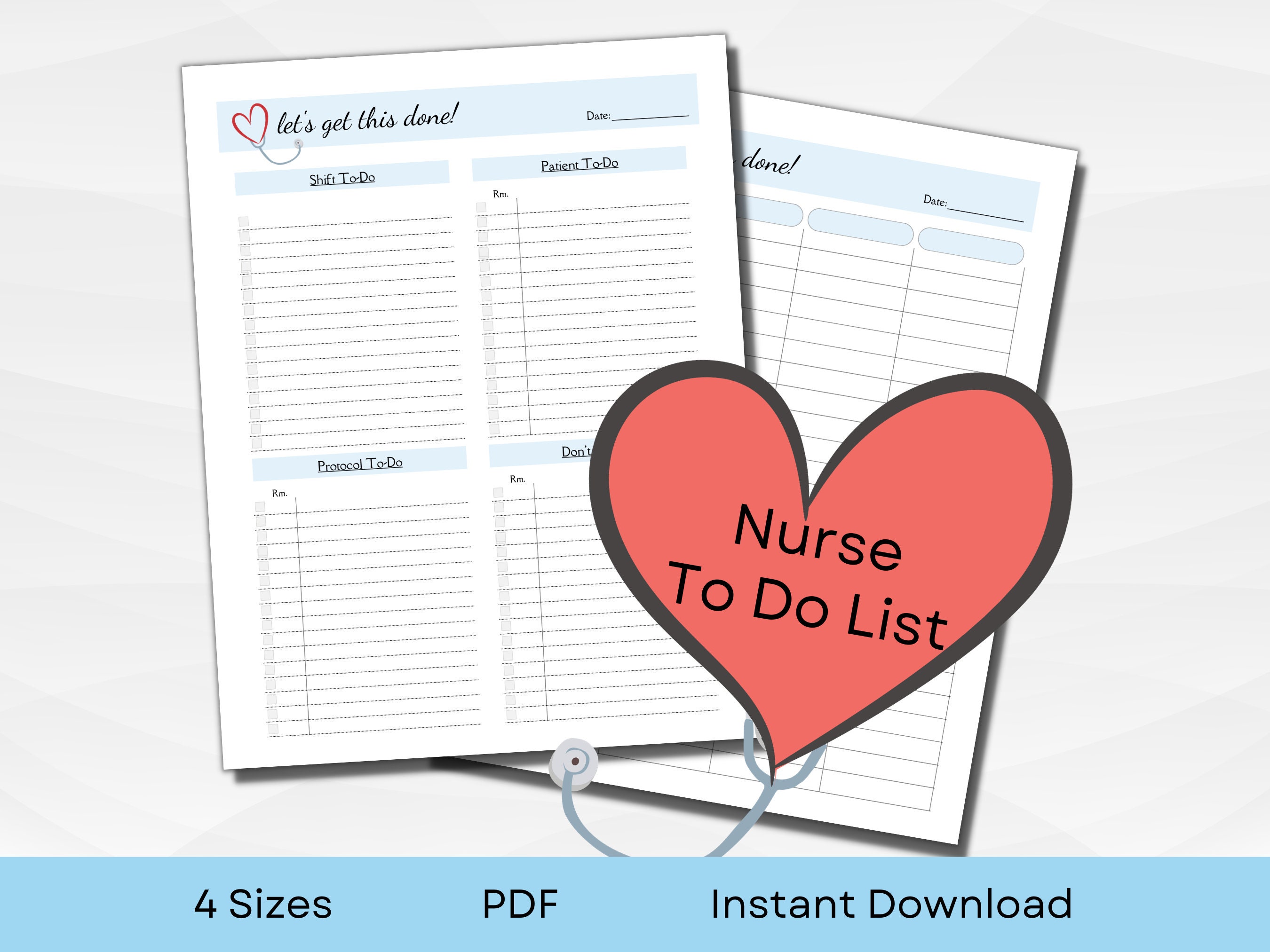 Nurse to Do List Report Sheet and Handoff Sheet for Nurses A4, A5, 5x7 ...