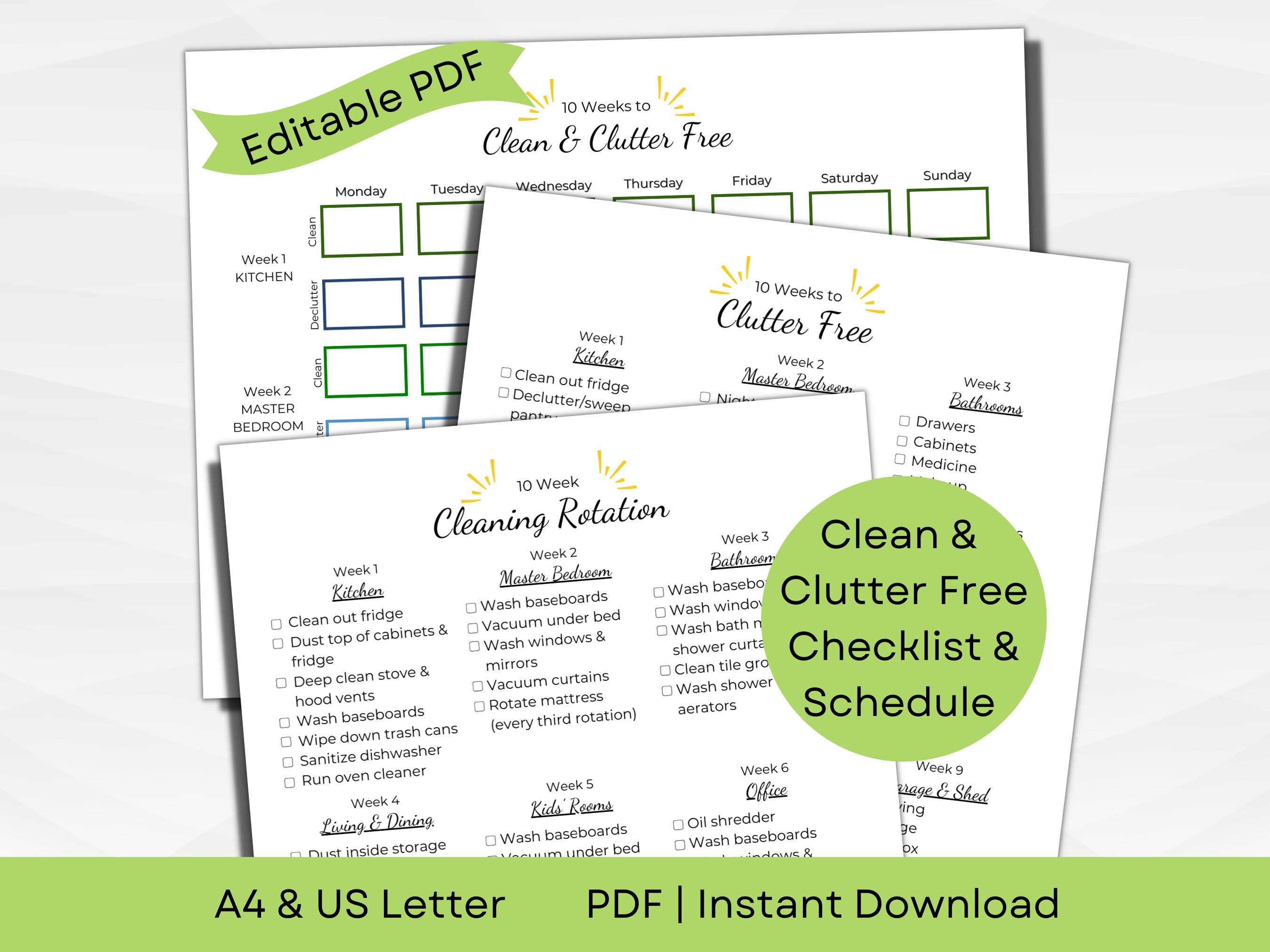 Editable Cleaning and Decluttering Schedule Template for Spring ...
