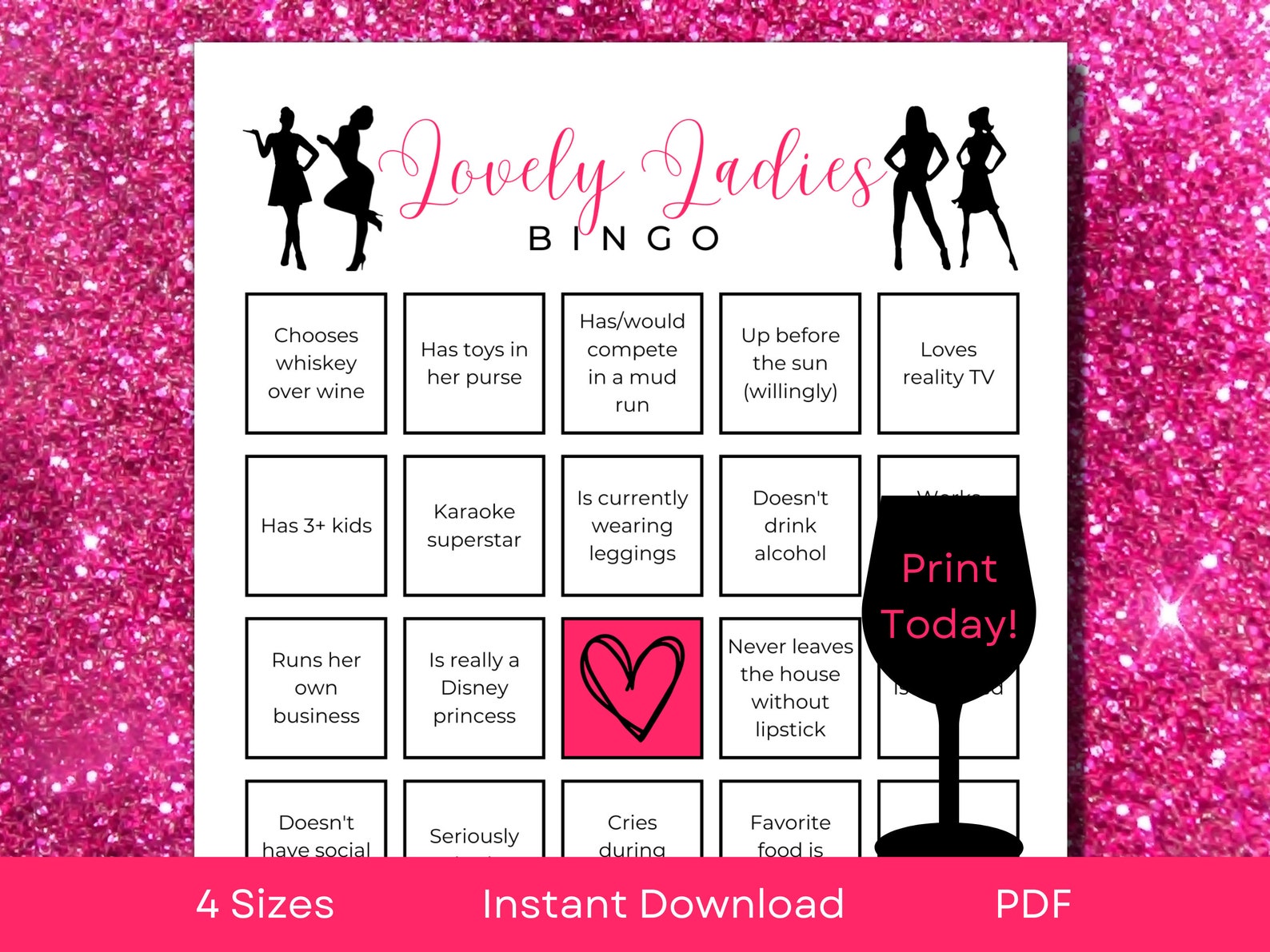 Printable Ladies Night BINGO Game | Ladies Night Games | Lovely Ladies ...