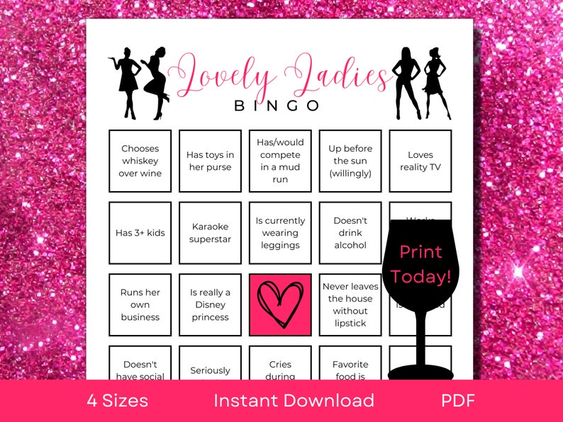 Printable Ladies Night BINGO Game | Ladies Night Games | Lovely Ladies ...