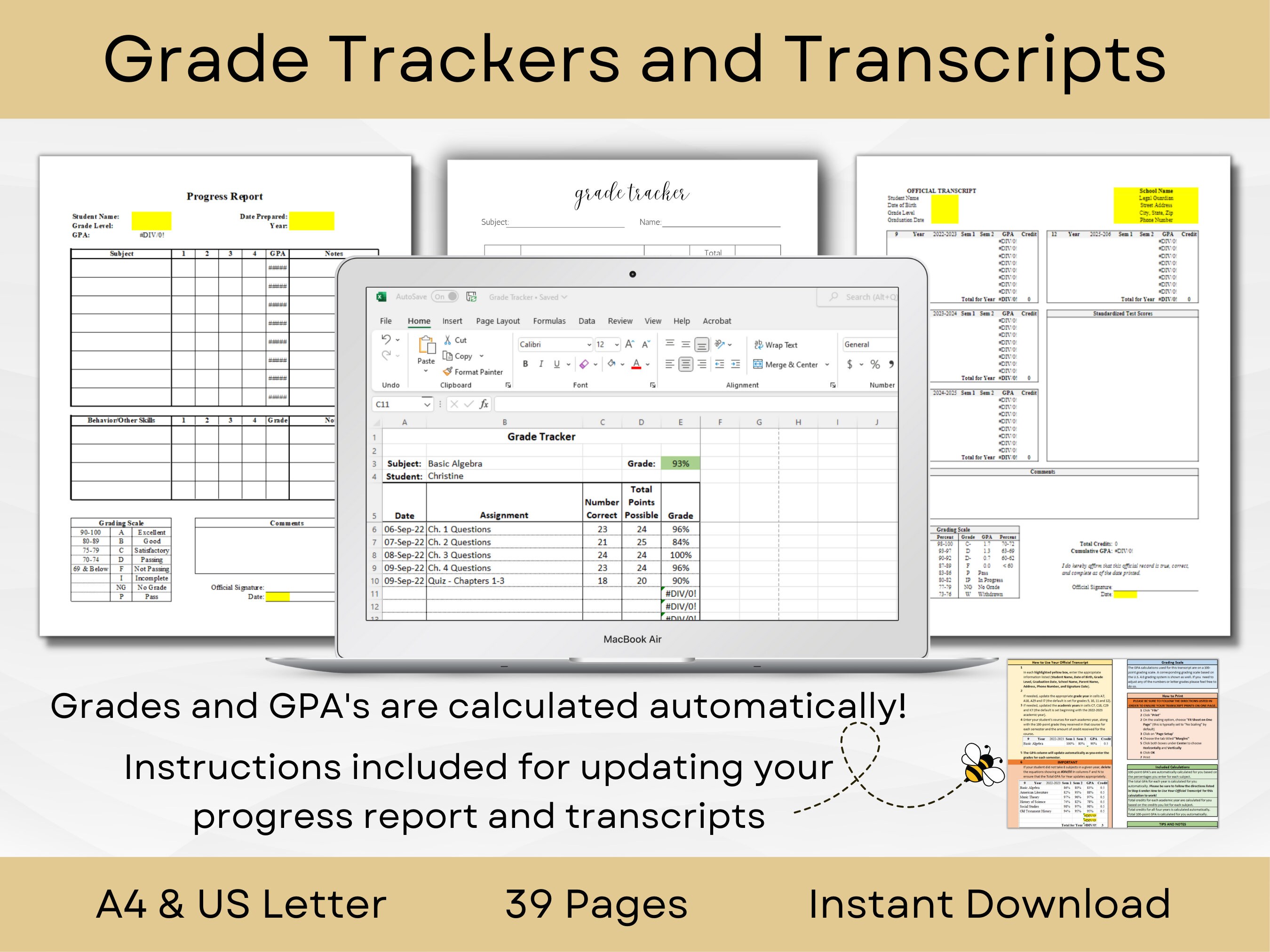 Editable Homeschool Planner Bundle W/ Gradebook and Transcript ...